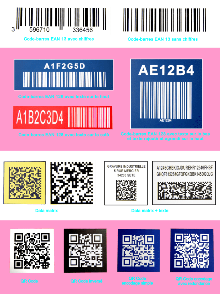 Gravure code-barres et qrcode